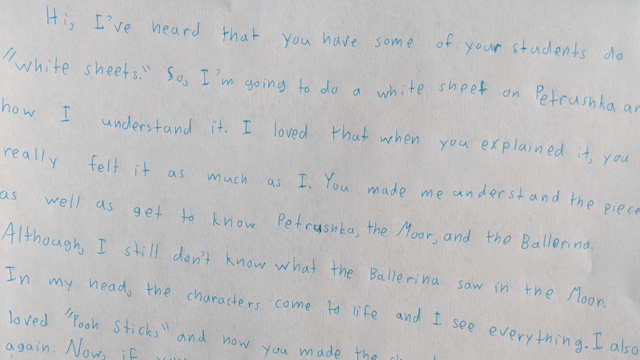 Natalie's Thank You Letter - Ben Zander