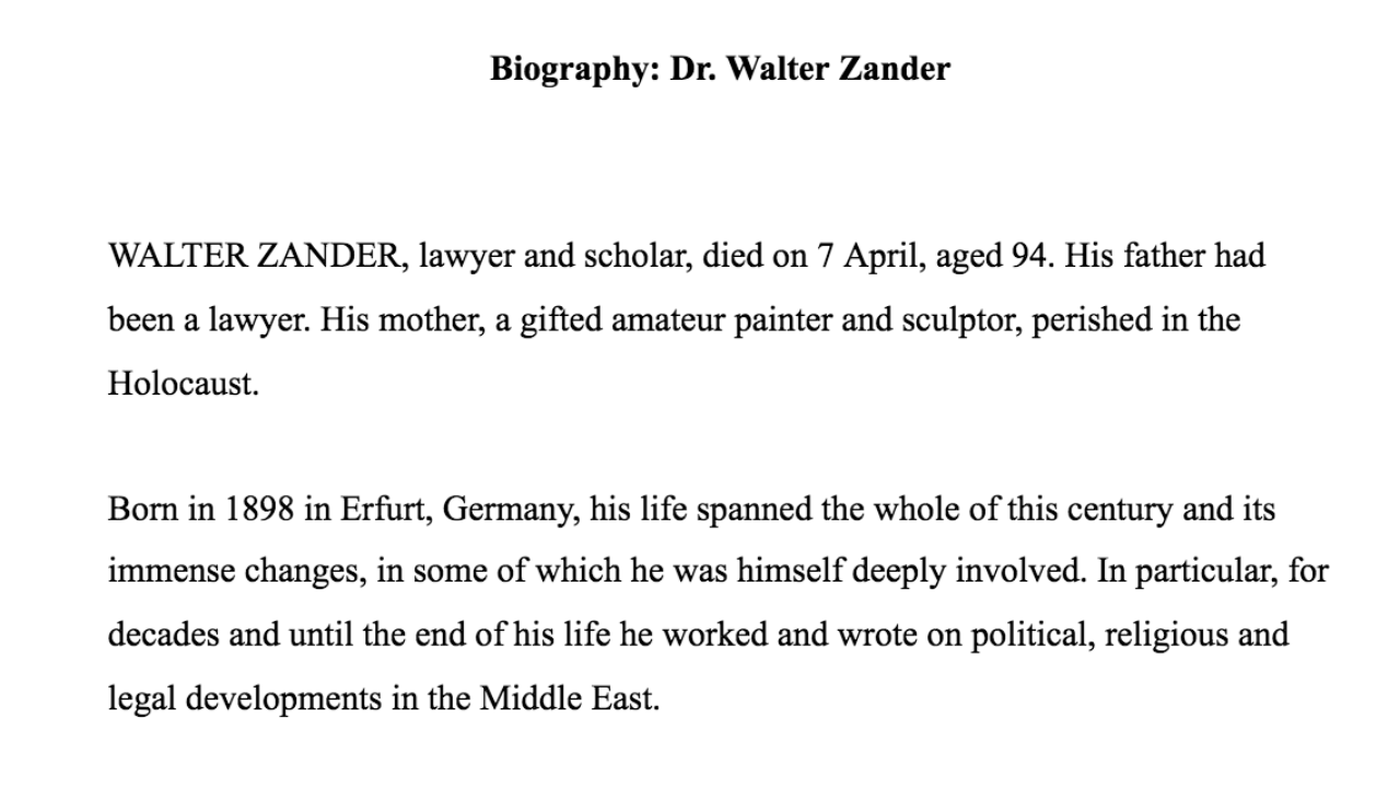 Biography: Dr. Walter Zander - Ben Zander